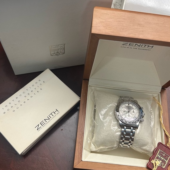 Zenith | Accessories | Zenith Silver Chronograph Watch | Poshmark
